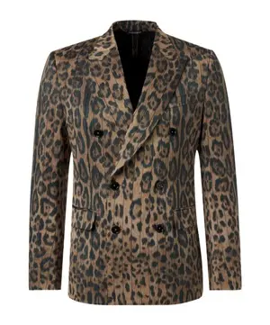 Dolce & Gabbana Leopard-print Cotton-blend Blazer - Brown