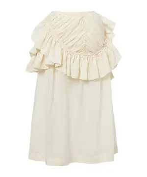 Dries Van Noten Ruffled Ramie Midi Skirt - White