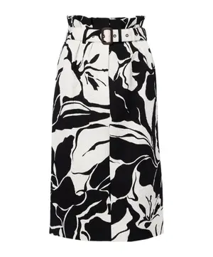 Dries Van Noten Printed Cotton Blend Midi Skirt - Black