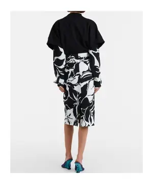 Dries Van Noten Printed Cotton Blend Midi Skirt