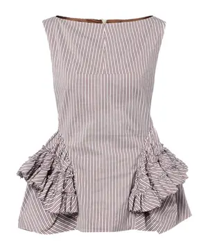 Dries Van Noten Striped Ruffled Cotton And Silk Top - Multicolor