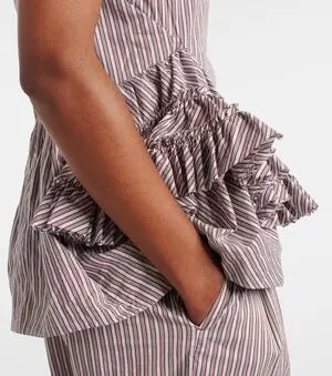 Dries Van Noten Striped Ruffled Cotton And Silk Top