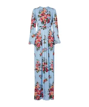 Dolce & Gabbana Floral Silk-blend Gown - Blue