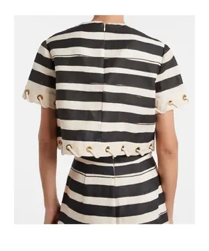Zimmermann Rebellion Striped Linen Crop Top