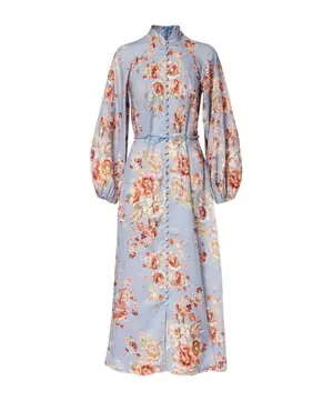 Zimmermann Awaken Floral Linen Midi Dress - Multicolor