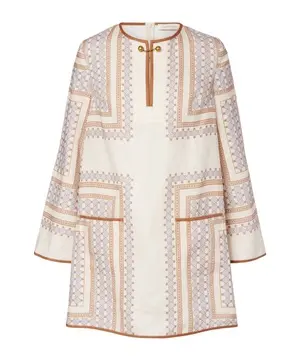 Zimmermann Printed Linen Minidress - Nude