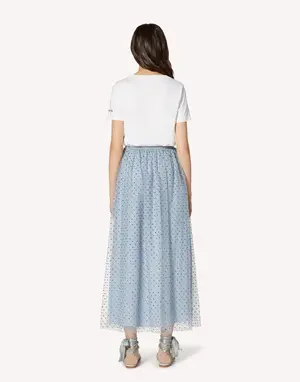 Red Valentino Glitter-embellished Tulle Skirt