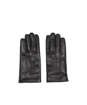 Giorgio Armani Logo-stamped Leather Gloves - Black