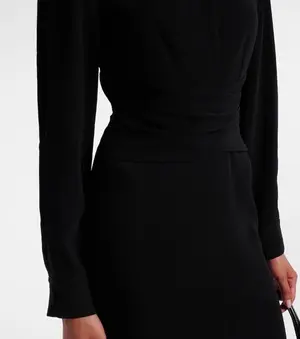 Roland Mouret Satin Crepe Midi Dress With Long Sleeves And Flared Hem