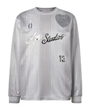 Acne Studios Logo Striped T-shirt - Gray