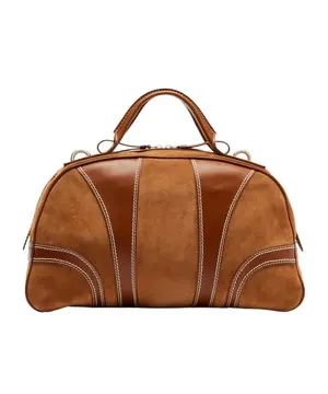 Dries Van Noten Leather-trimmed Suede Top-handle Bag - Brown