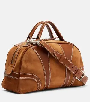 Dries Van Noten Leather-trimmed Suede Top-handle Bag