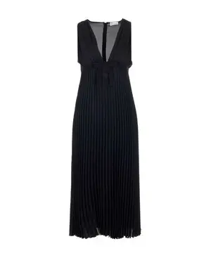 Red Valentino V-neck Pleated Dress - Black