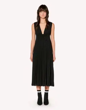 Red Valentino V-neck Pleated Dress
