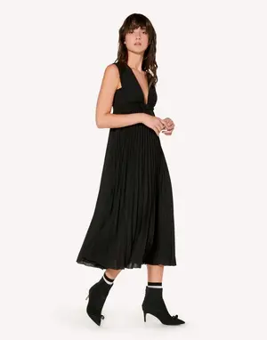 Red Valentino V-neck Pleated Dress