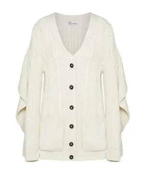Red Valentino Ruffle Detail Maxi Cardigan - White