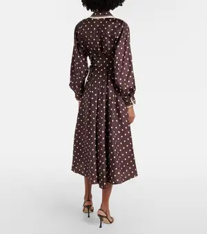 Zimmermann Polka-dot Belted Silk Shirt Dress