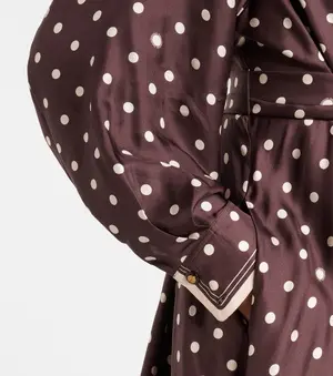 Zimmermann Polka-dot Belted Silk Shirt Dress