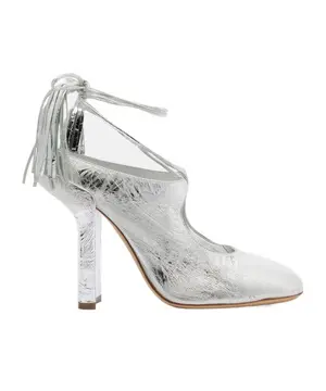 Dries Van Noten Metallic Leather Mules - Gray