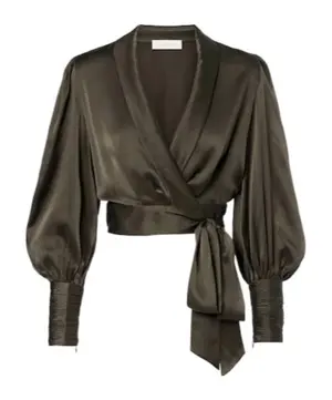 Zimmermann Silk Wrap Top - Black