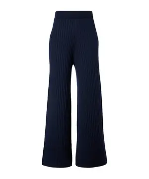 Brunello Cucinelli Ribbed-knit Wool And Cashmere Wide-leg Pants