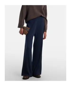 Brunello Cucinelli Ribbed-knit Wool And Cashmere Wide-leg Pants