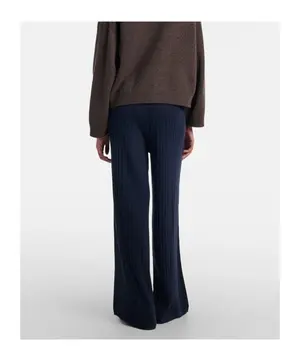 Brunello Cucinelli Ribbed-knit Wool And Cashmere Wide-leg Pants