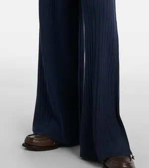 Brunello Cucinelli Ribbed-knit Wool And Cashmere Wide-leg Pants