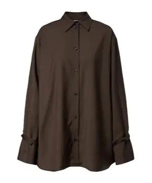 TOTEME Oversized Wool Shirt - Brown