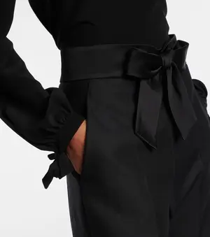 Valentino Garavani Wool And Mohair Straight Leg Pants With Bow Detail