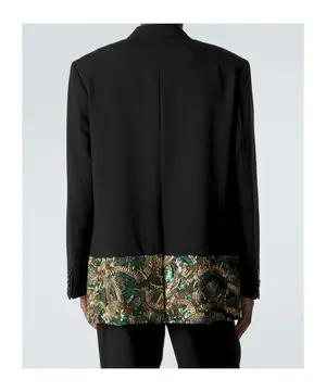 Dries Van Noten Embellished Double-breasted Wool Blazer