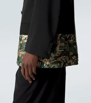 Dries Van Noten Embellished Double-breasted Wool Blazer
