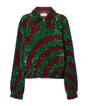 Dries Van Noten Sequined Blouson Jacket - Green