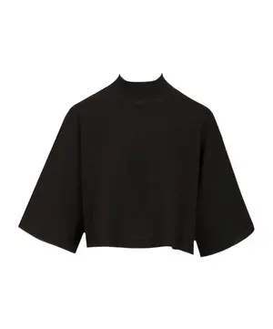 Alaïa Knitted Cropped T-shirt - Black