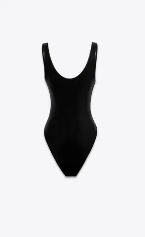 Saint Laurent Sleeveless Metallic Lamé Jersey Body