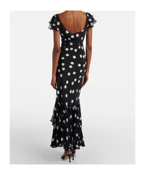 Rixo Polka Dot Silk Maxi Dress