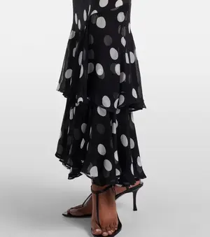 Rixo Polka Dot Silk Maxi Dress