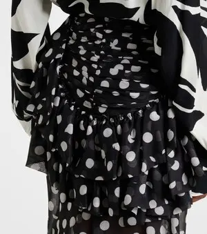 Dries Van Noten Polka-dot Ruffled Midi Skirt