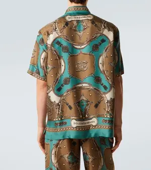 Dolce & Gabbana Printed Silk Twill Bowling Shirt