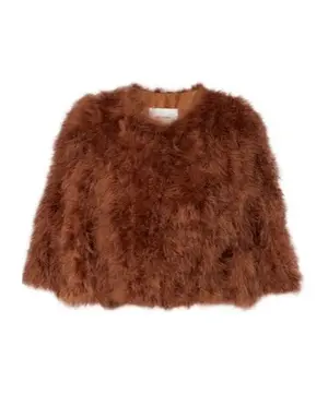 YVES SALOMON Short Feather Coat - Brown