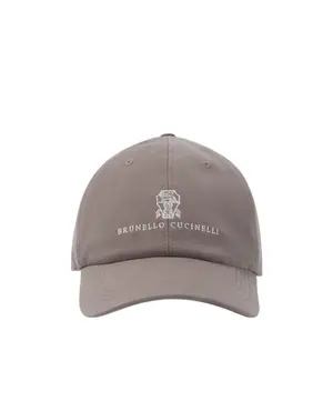 Brunello Cucinelli Logo Embroidered Cotton Baseball Cap - Grey