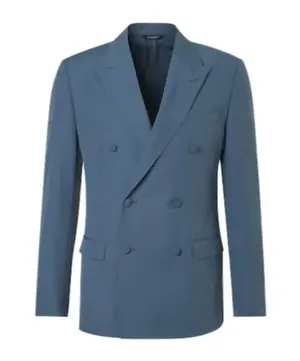 Dolce & Gabbana Double-breasted Wool Poplin Suit Jacket - Blue