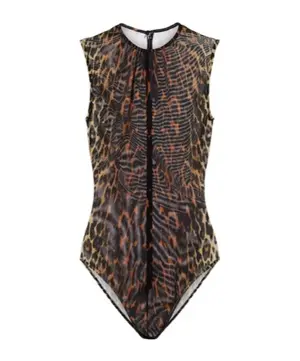 Alex Perry Leopard-print Mesh Bodysuit - Black