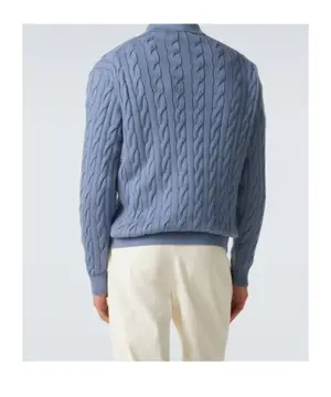 Ralph Lauren Cable-knit Cotton And Silk Polo Sweater