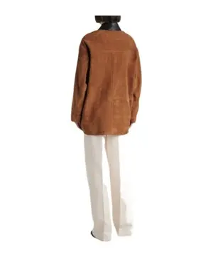 Nour Hammour Leather-trimmed Suede Jacket