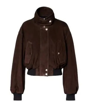 Nour Hammour Suede Bomber Jacket - Black