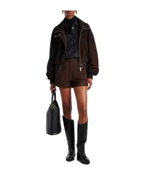 Nour Hammour Suede Bomber Jacket