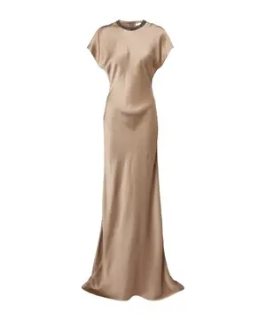 Brunello Cucinelli Monili Satin Gown - Nude
