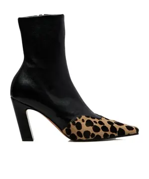 Khaite Nevada 85 Calf Hair And Leather Ankle Boots - Black