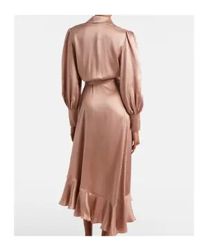 Zimmermann Ruffled Silk Satin Wrap Dress